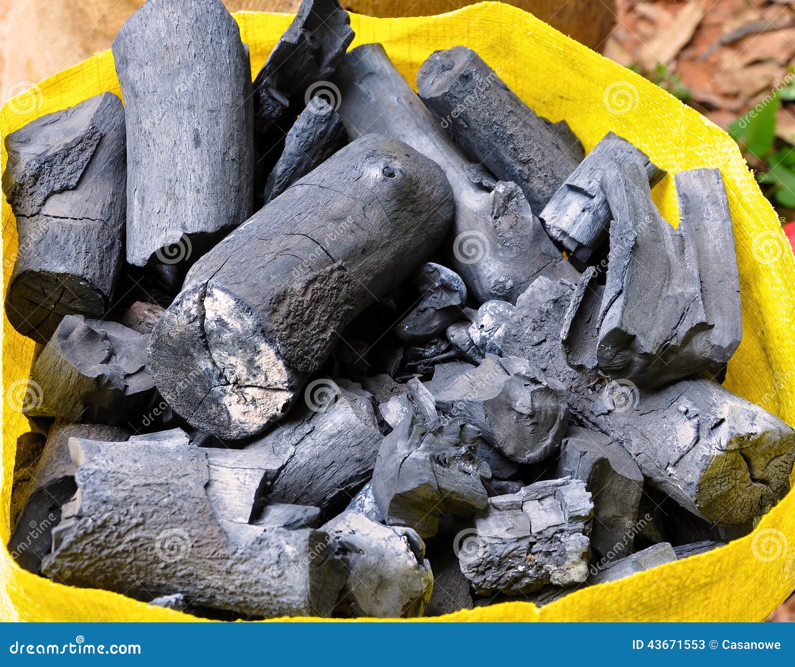 Close Up Wooden Charcoal in Sacks Stock Image - Image of material ...