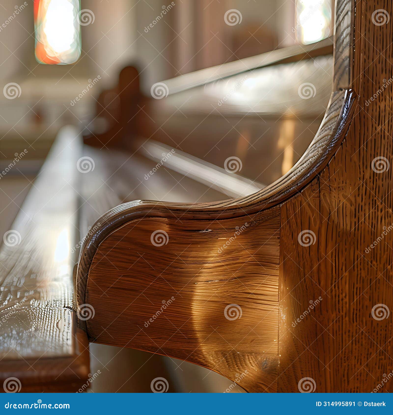 Close-up of a Wooden Church Pew Generated by Artificial Intelligence ...