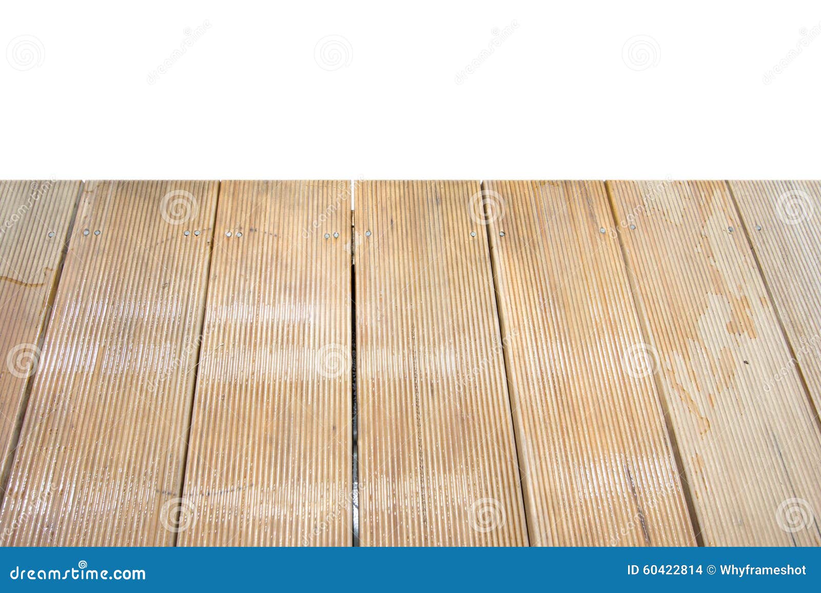 Close Up Wooden Decking and Flooring Isolated on White Background Stock ...