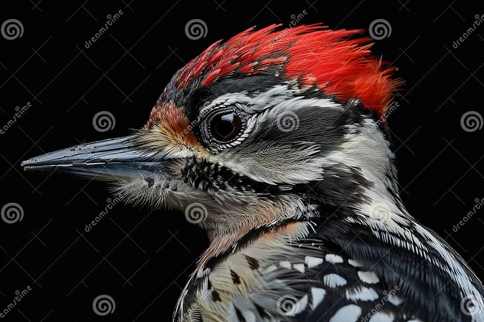 Close-up of a Woodpecker, Its Red Crest and Sharp Beak are the Focus of ...