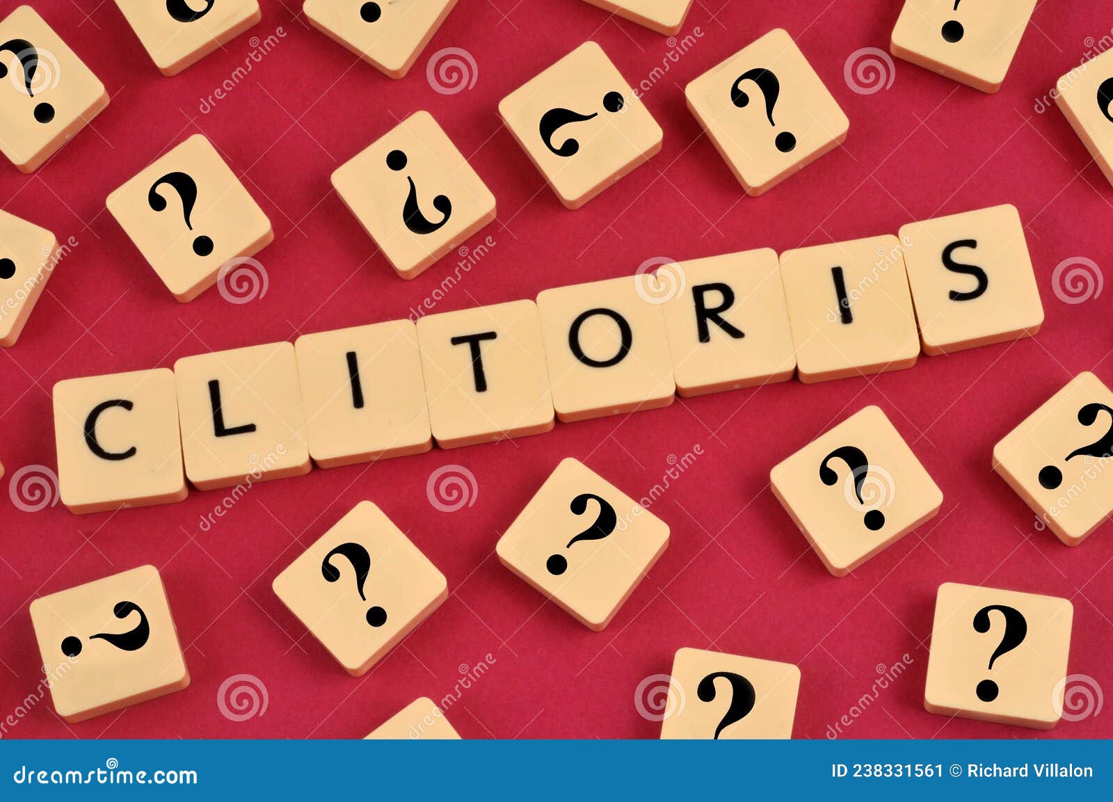 Concept Of Questioning Around The Clitoris With Question Marks Stock