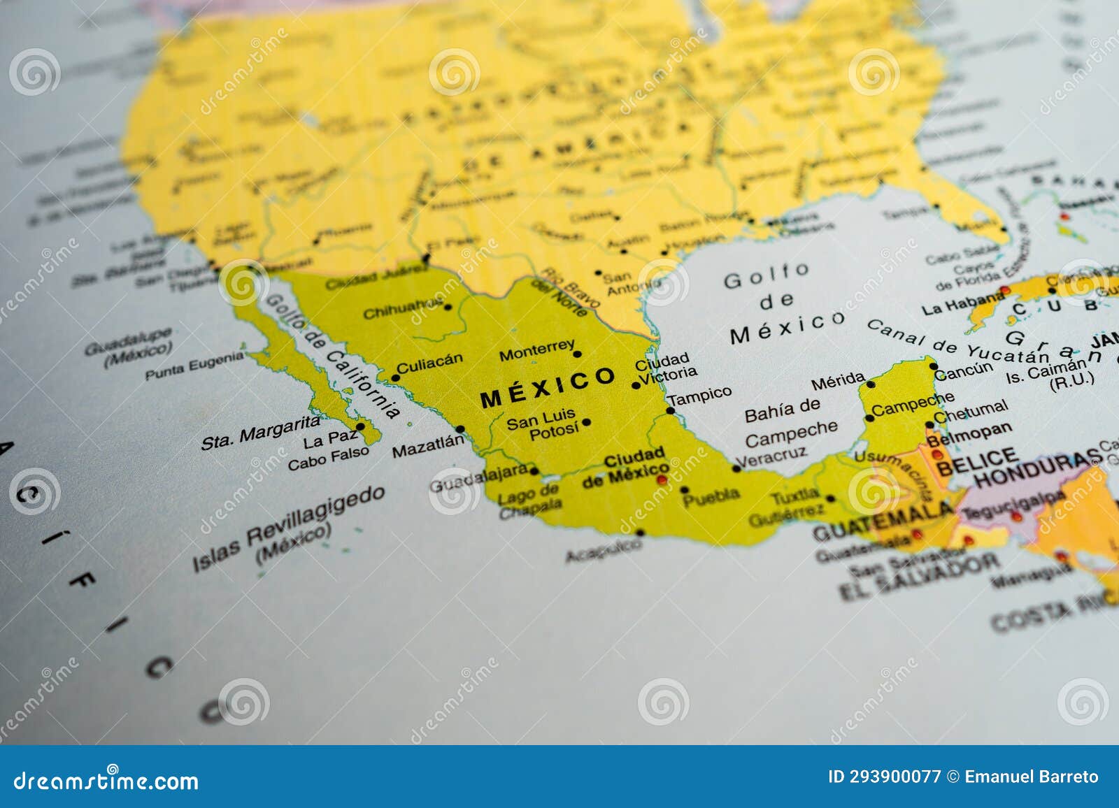 Close-Up of the Word "Mexico" on a World Map in Spanish Stock Image - Image of region, travel ...