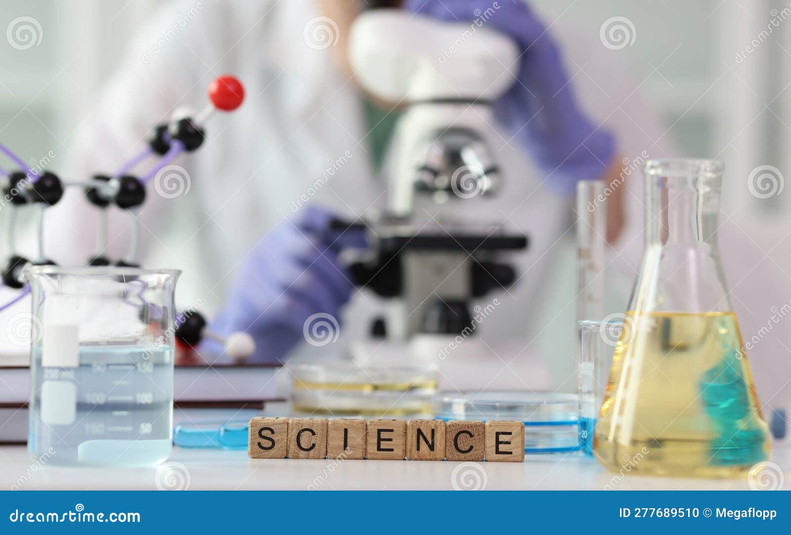Word Science Collected with Wooden Cubes on Laboratory Table Stock ...