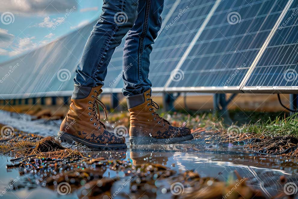 Work Boots Reflect on Solar Future: Industrial Meets Green, Generative ...