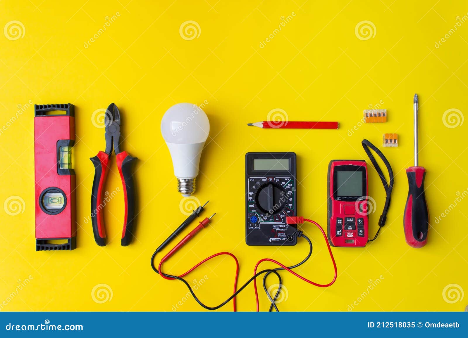 Close Up of Work Electrical Tools and Components. Professional ...