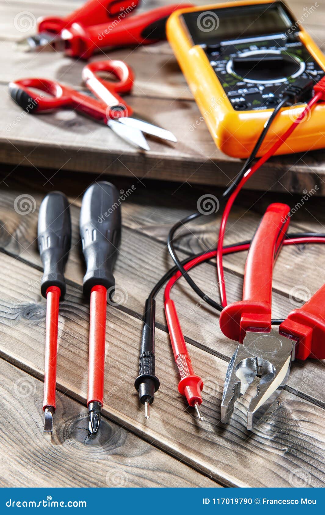 Close Up of Work Tools on Electrical Installations, on an Antique ...