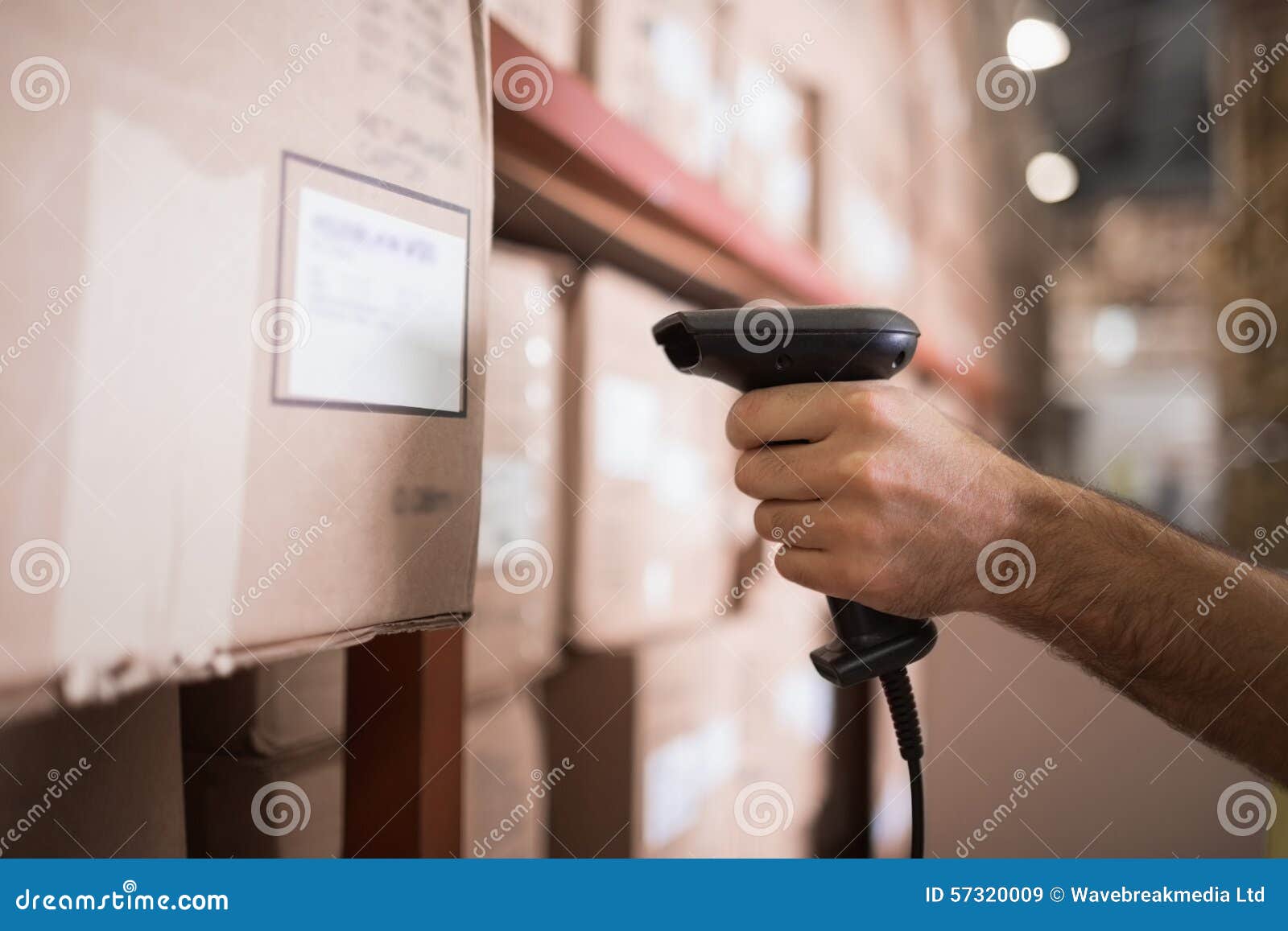 Close Up of Worker Holding Scanner in Warehouse Stock Image - Image of ...