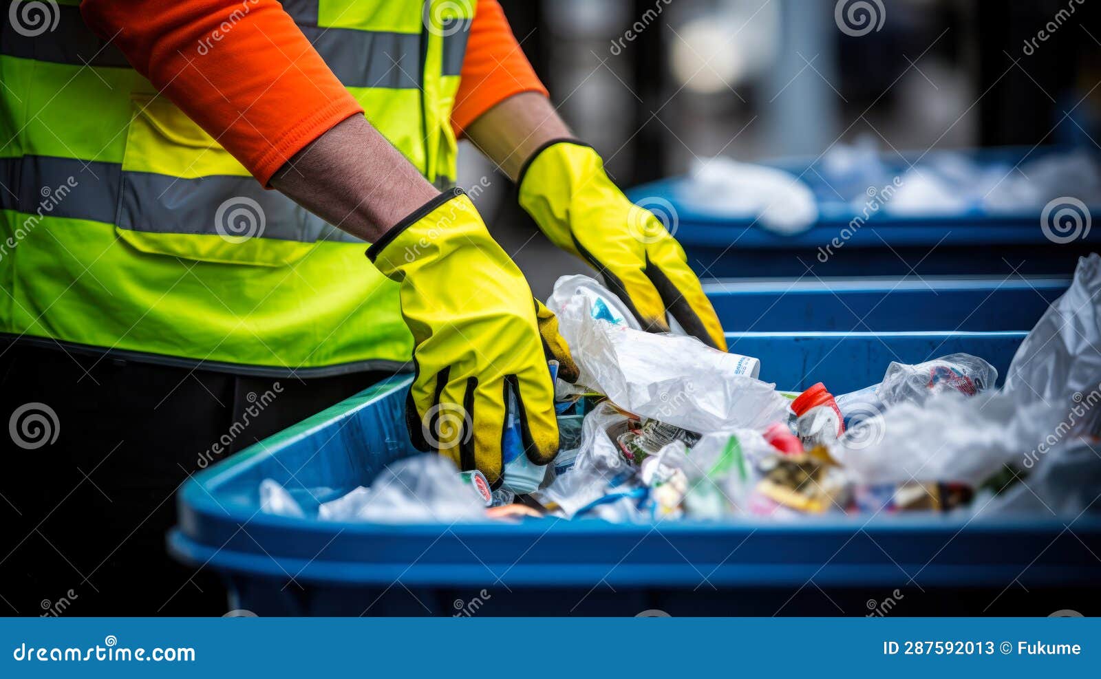 Close-up of a Worker& X27;s Hands in Rubber Gloves Sorting Waste at the ...