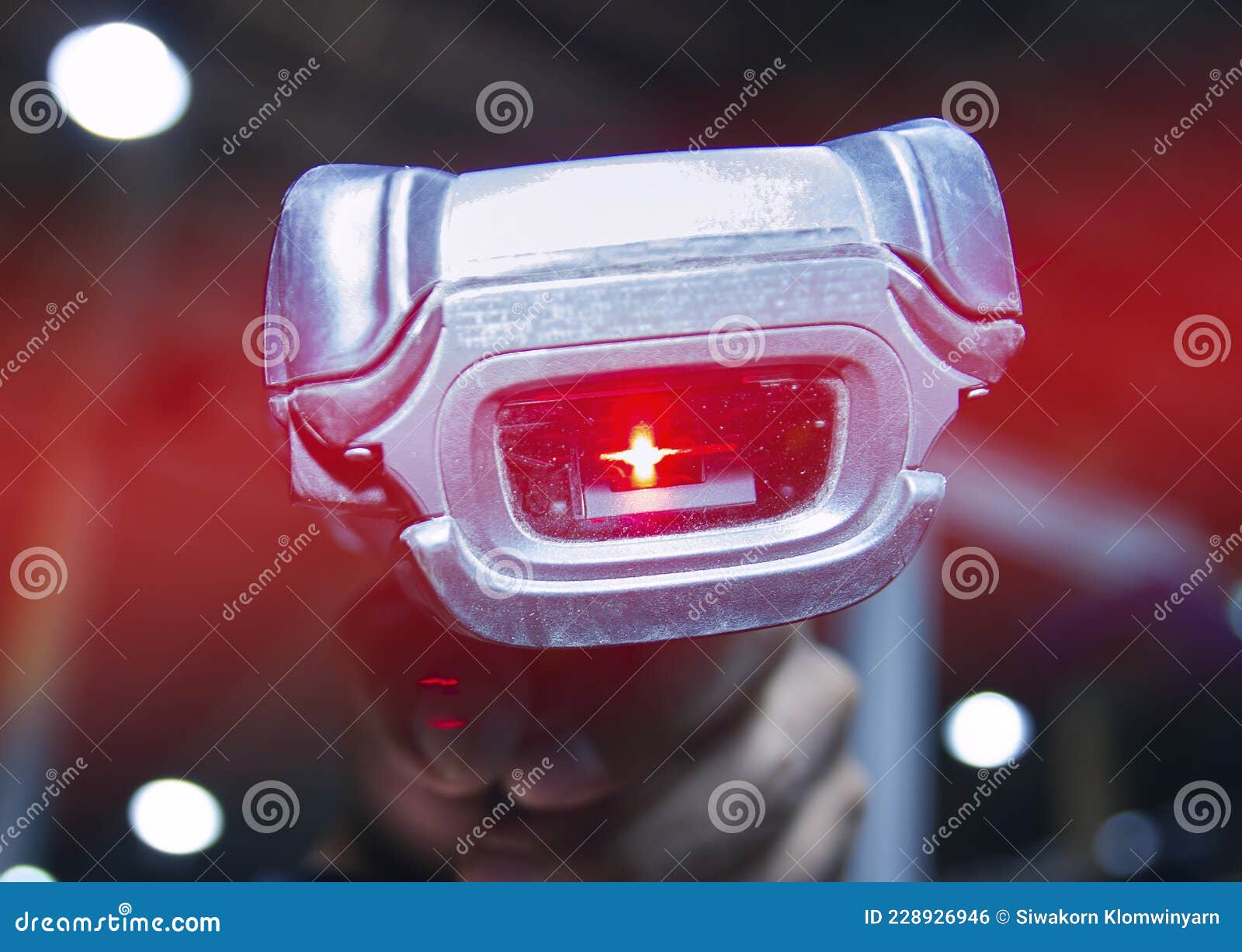 Close Up Worker Scanning Barcode Scanner with a Red Laser. Stock Photo ...