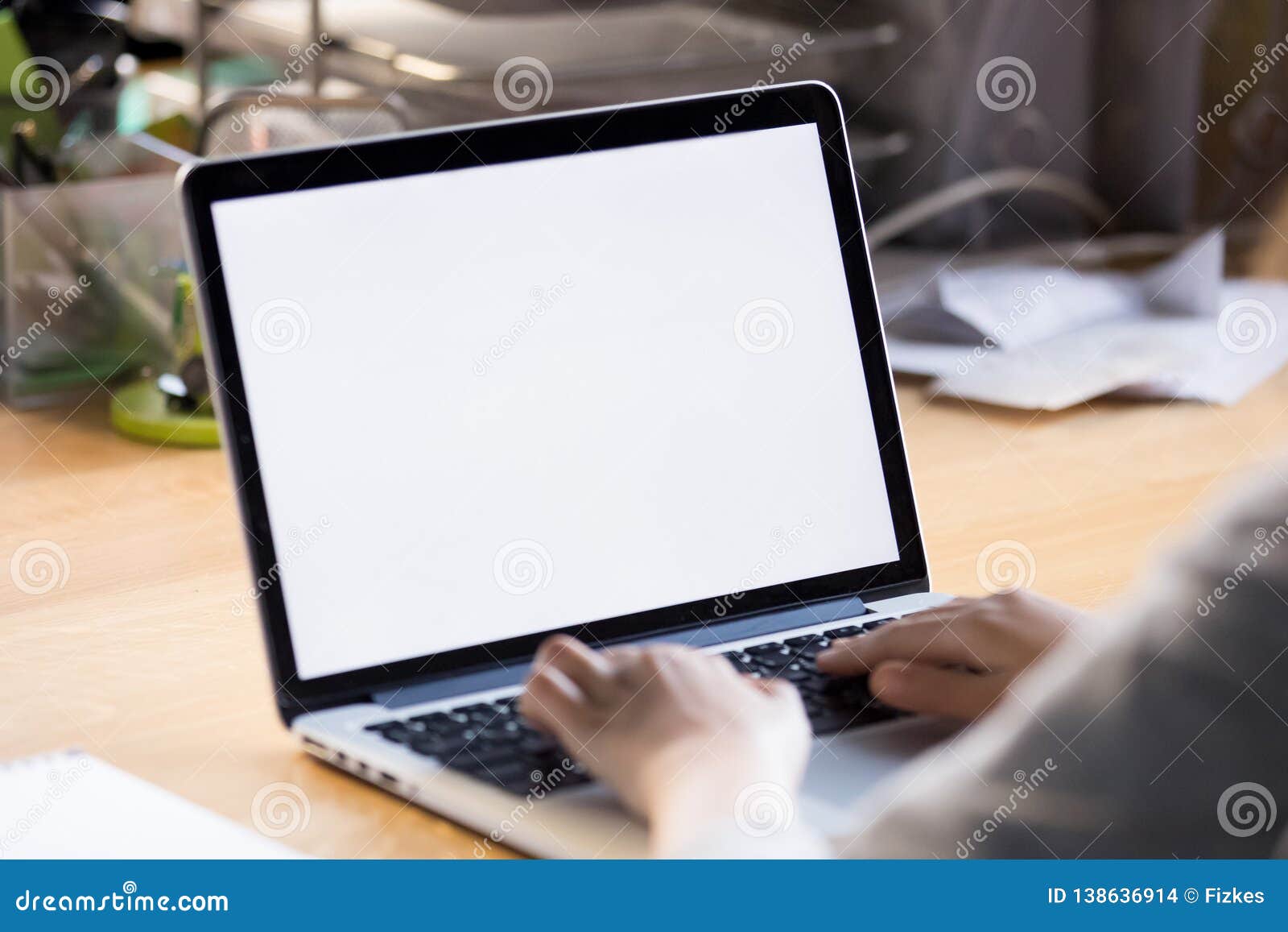 Close Up of Worker Typing Mail on Laptop Stock Photo - Image of ...