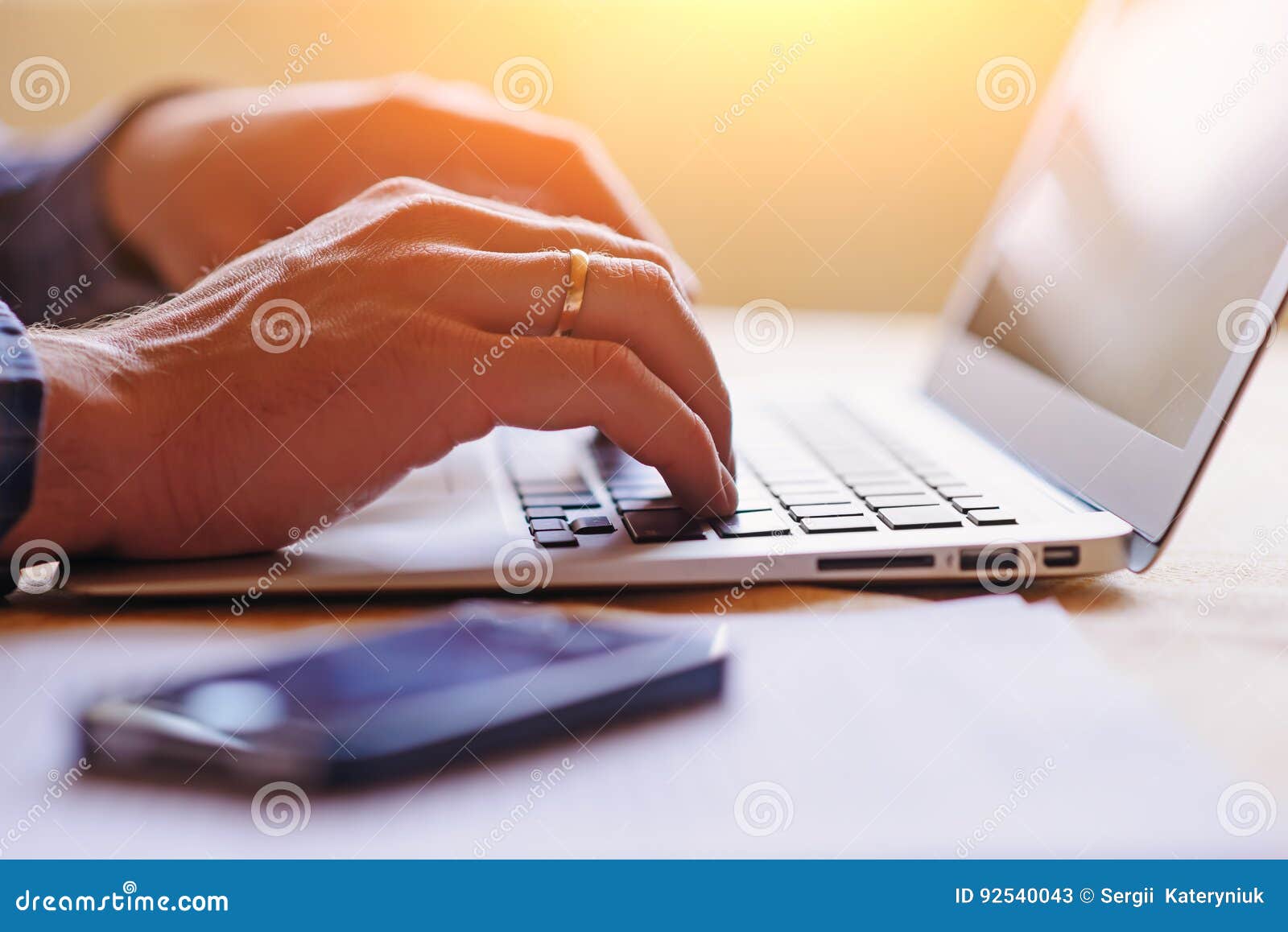 Close-up of a Worker Using a Laptop Computer Stock Image - Image of ...