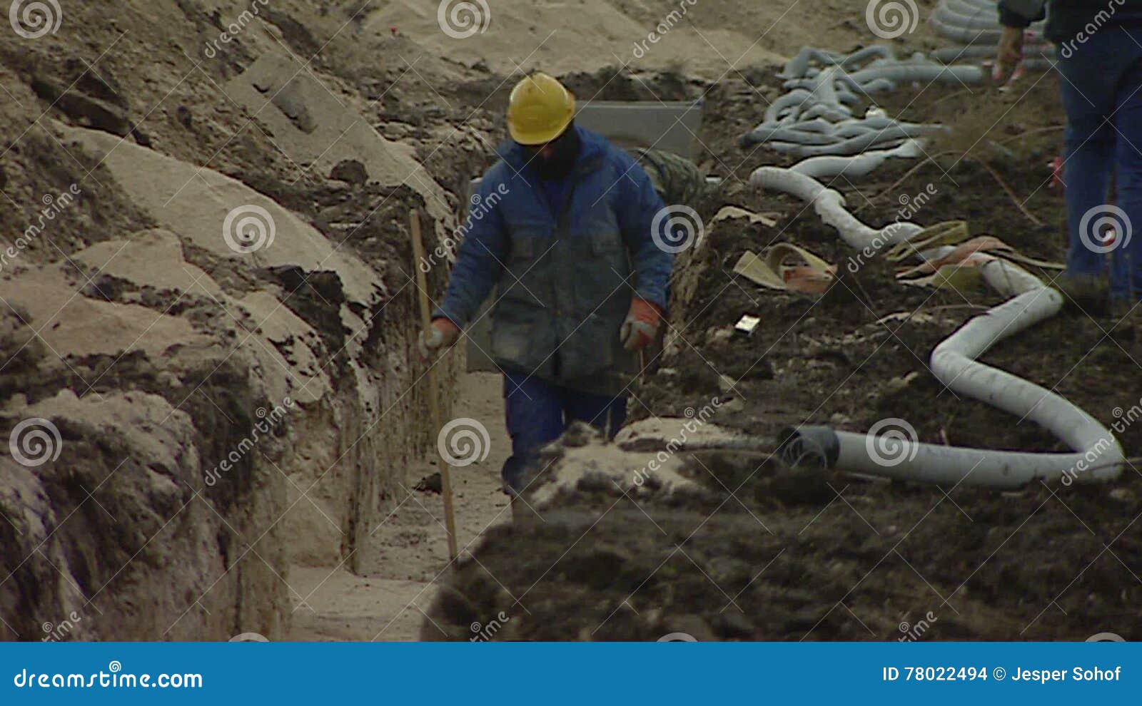 Close Up of Workers in Cable Ditch Stock Footage - Video of labor, pipe ...