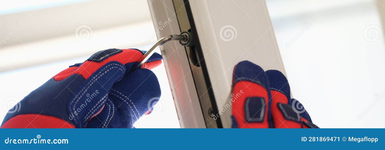 Workers Hands Adjusting Locks of Open Pvc Windows with Special Key ...