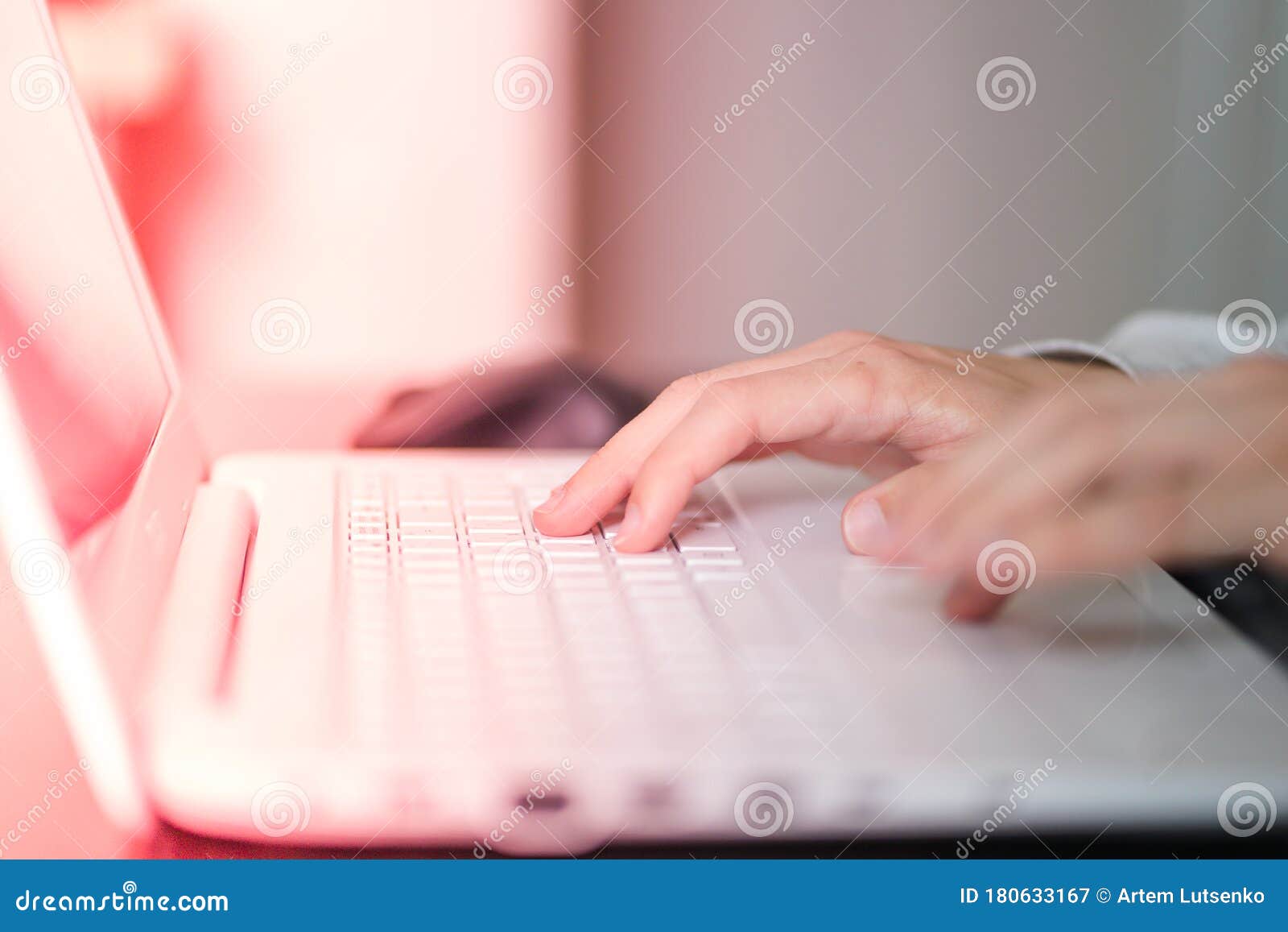 Close-up Working on Device. Working from Home Concept Stock Image ...