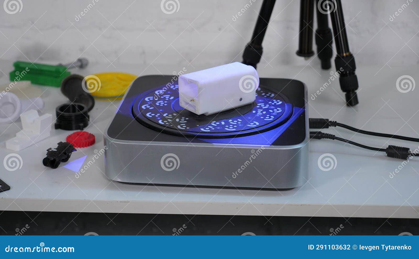 Close-up of a Working Modern 3D Scanner Reading Data from a Plastic ...