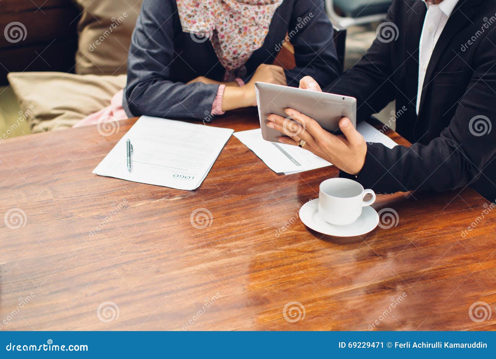 Close Up of Working Process at Business Meeting Stock Image - Image of ...