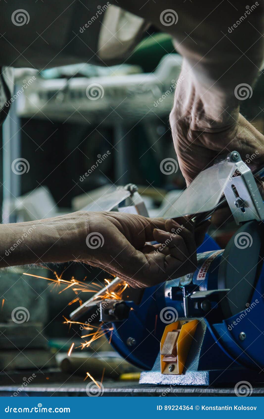 Close-up of Workman Working with Iron Stock Photo - Image of grinder ...
