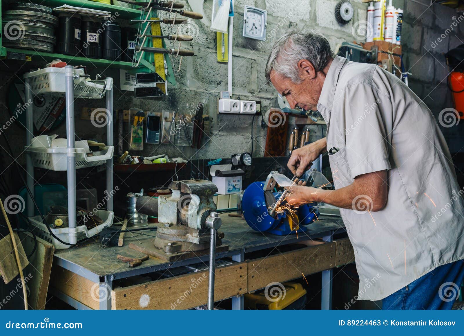 Close-up of Workman Working with Iron Stock Image - Image of metallic ...