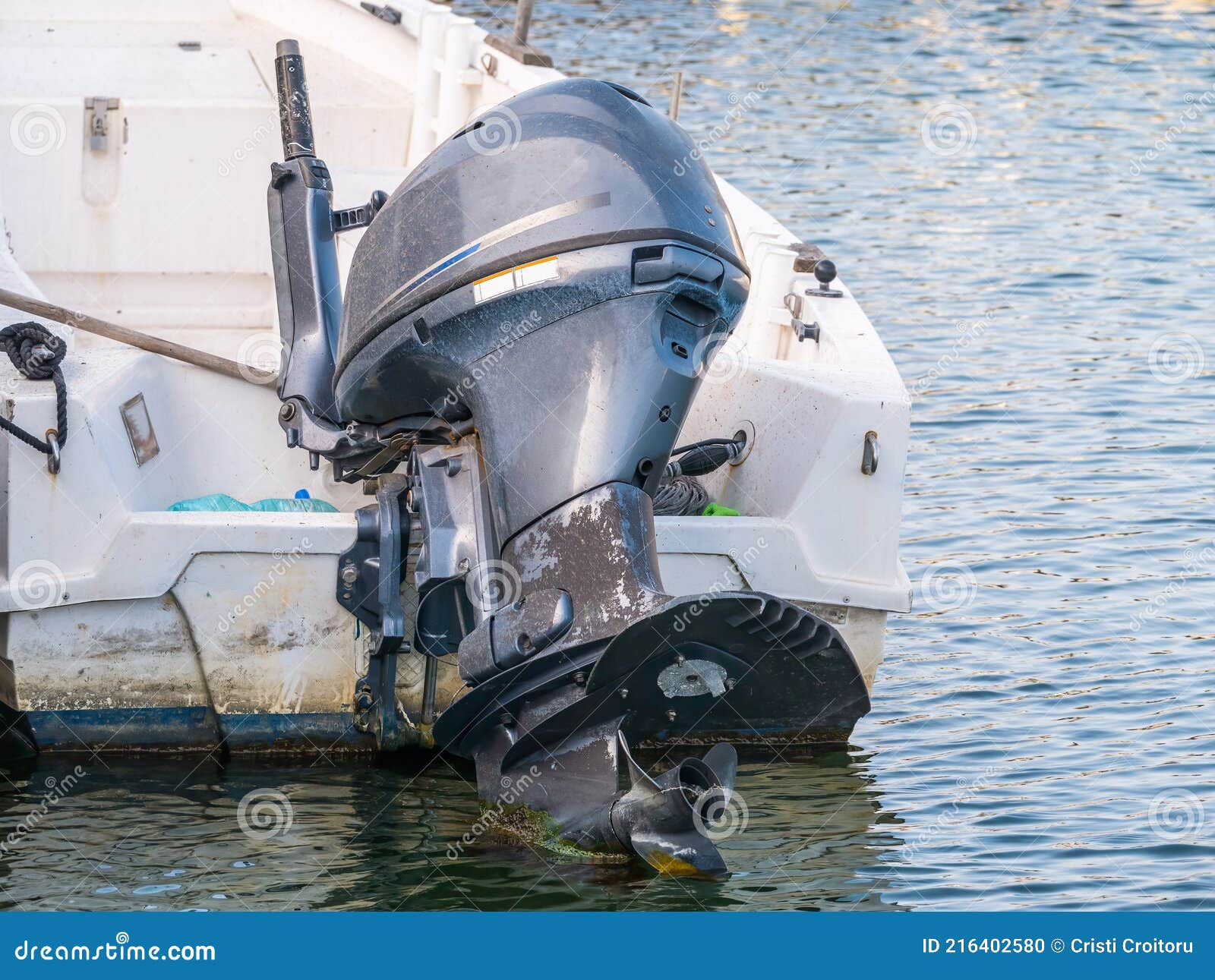 Close Up with an Worn Out Motor Boat Engine Stock Photo - Image of boat ...