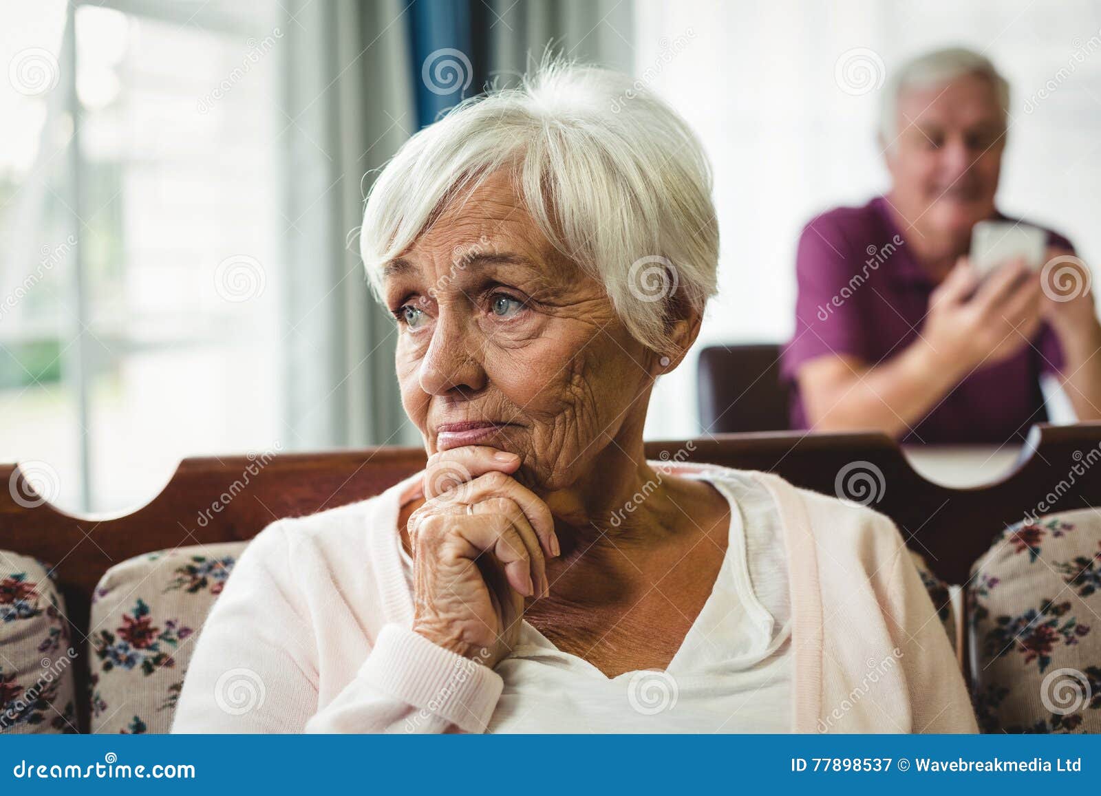 Close Up Of Worried Senior Woman Stock Image Image Of Hair