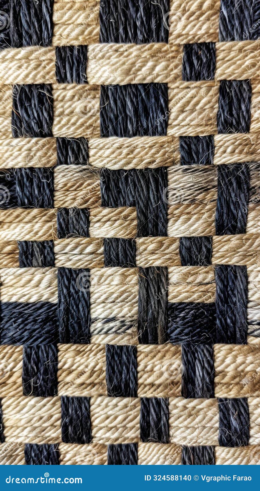 Close-up of Woven Straw and Black Thread Texture, Detailed Pattern ...