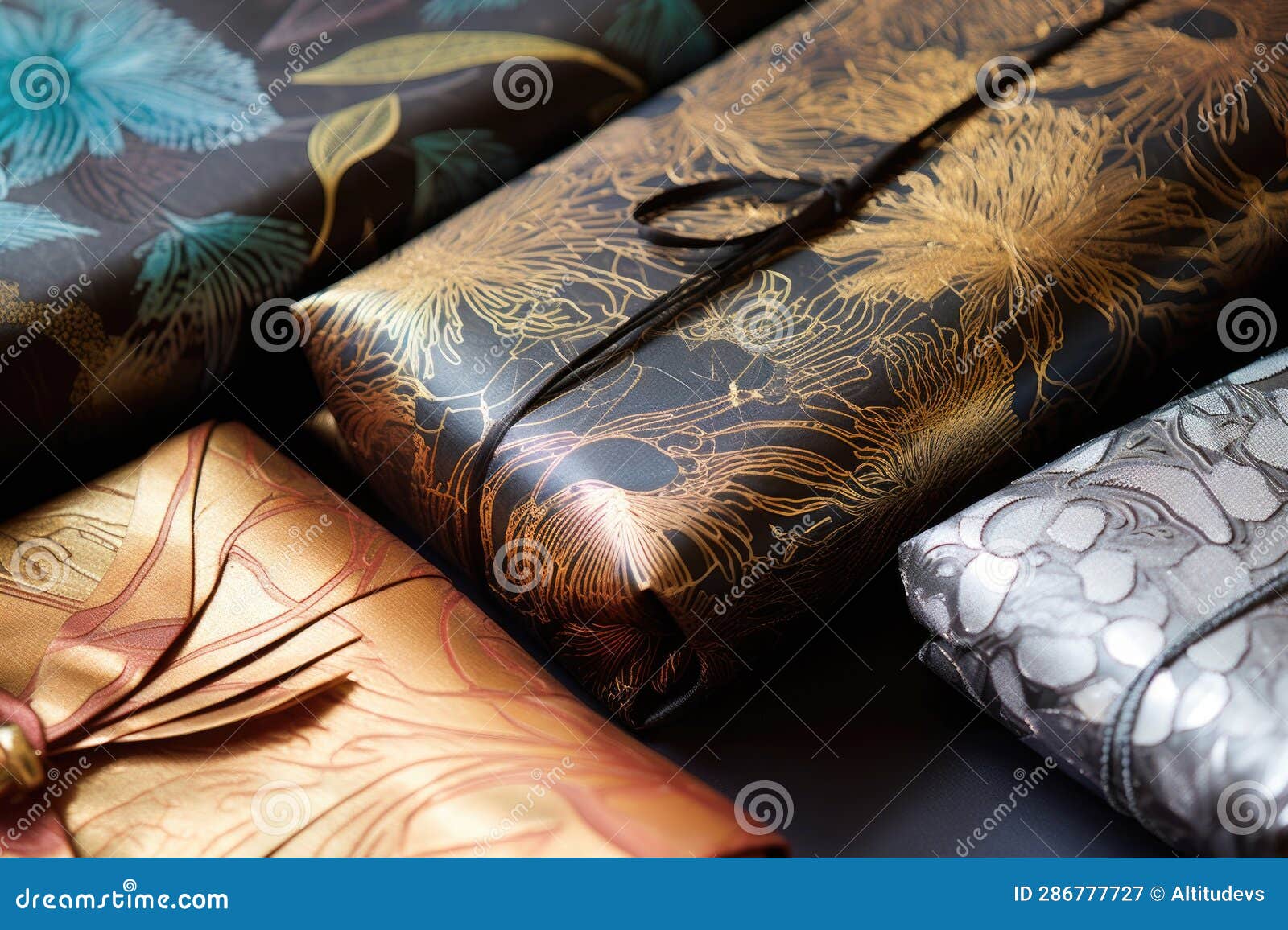 Close-up of Wrapping Paper Patterns and Textures Stock Image - Image of ...
