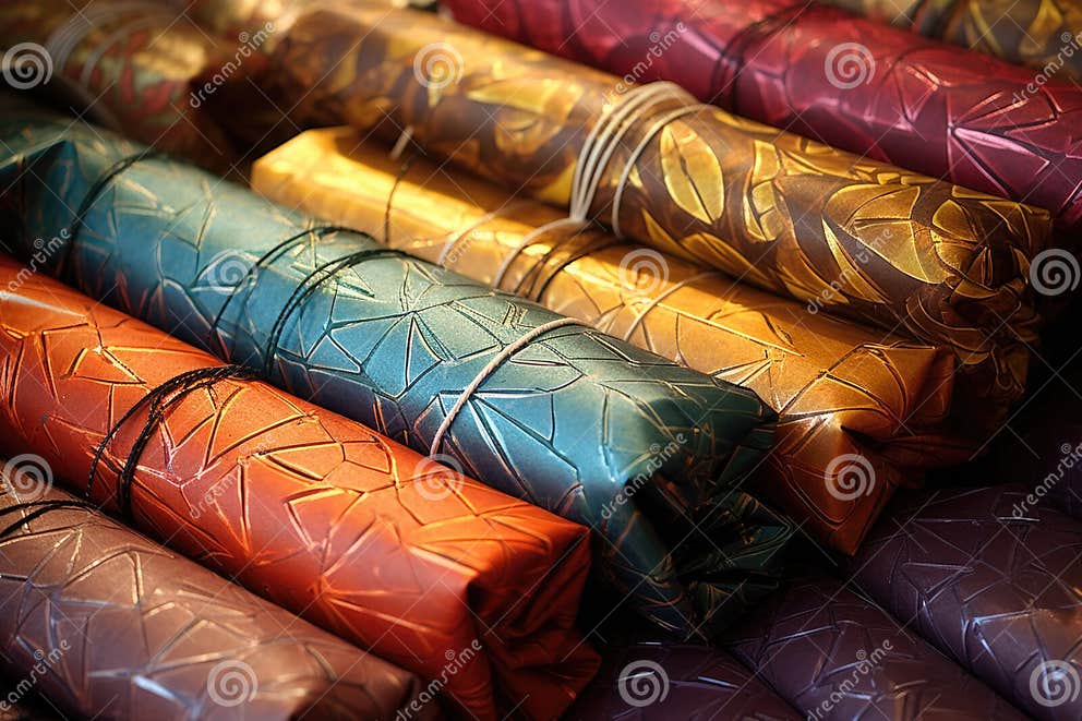 Close-up of Wrapping Paper Patterns and Textures Stock Image - Image of ...