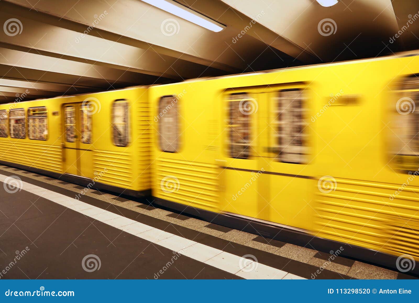 Close Up Yellow Metro Underground Train in Motion Stock Photo - Image ...
