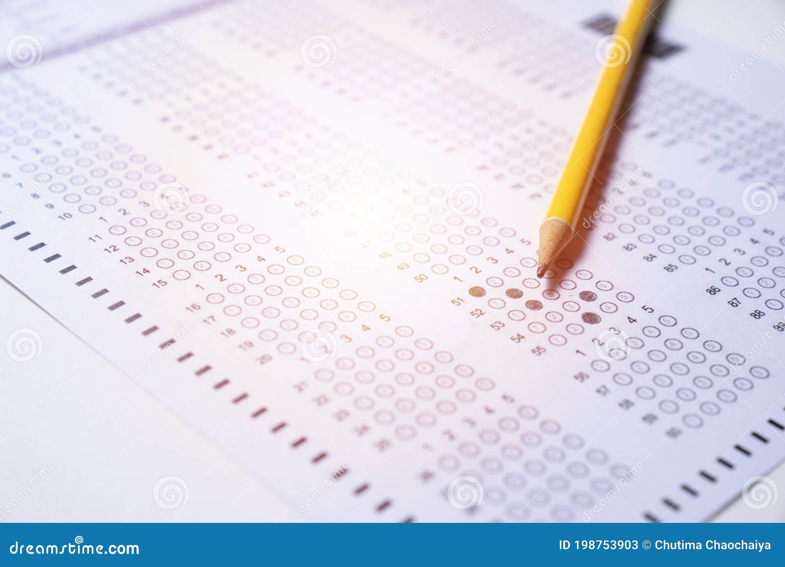 Answer Sheets With Pencil Drawing Fill To Select Choice, Education ...