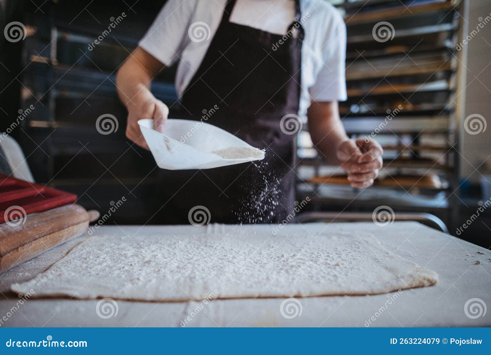 Close-up of Young Baker Preparing Pastries in Bakery. Stock Image ...