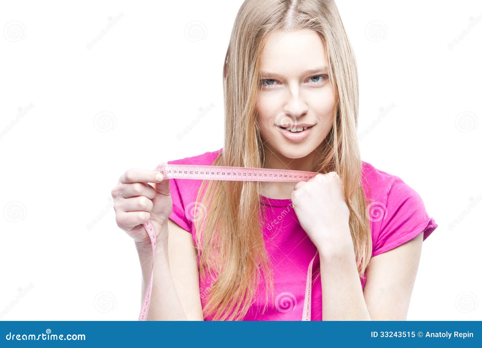Close-up of a Young Beautiful Woman Holding Meter Stock Image - Image ...