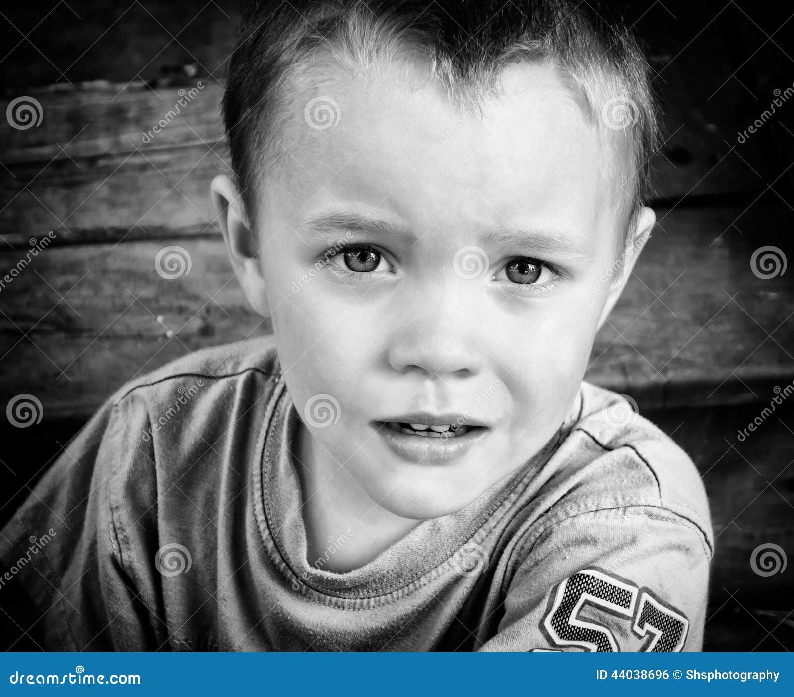 Close Up of a Young Boys Face - Black and White Stock Photo - Image of ...