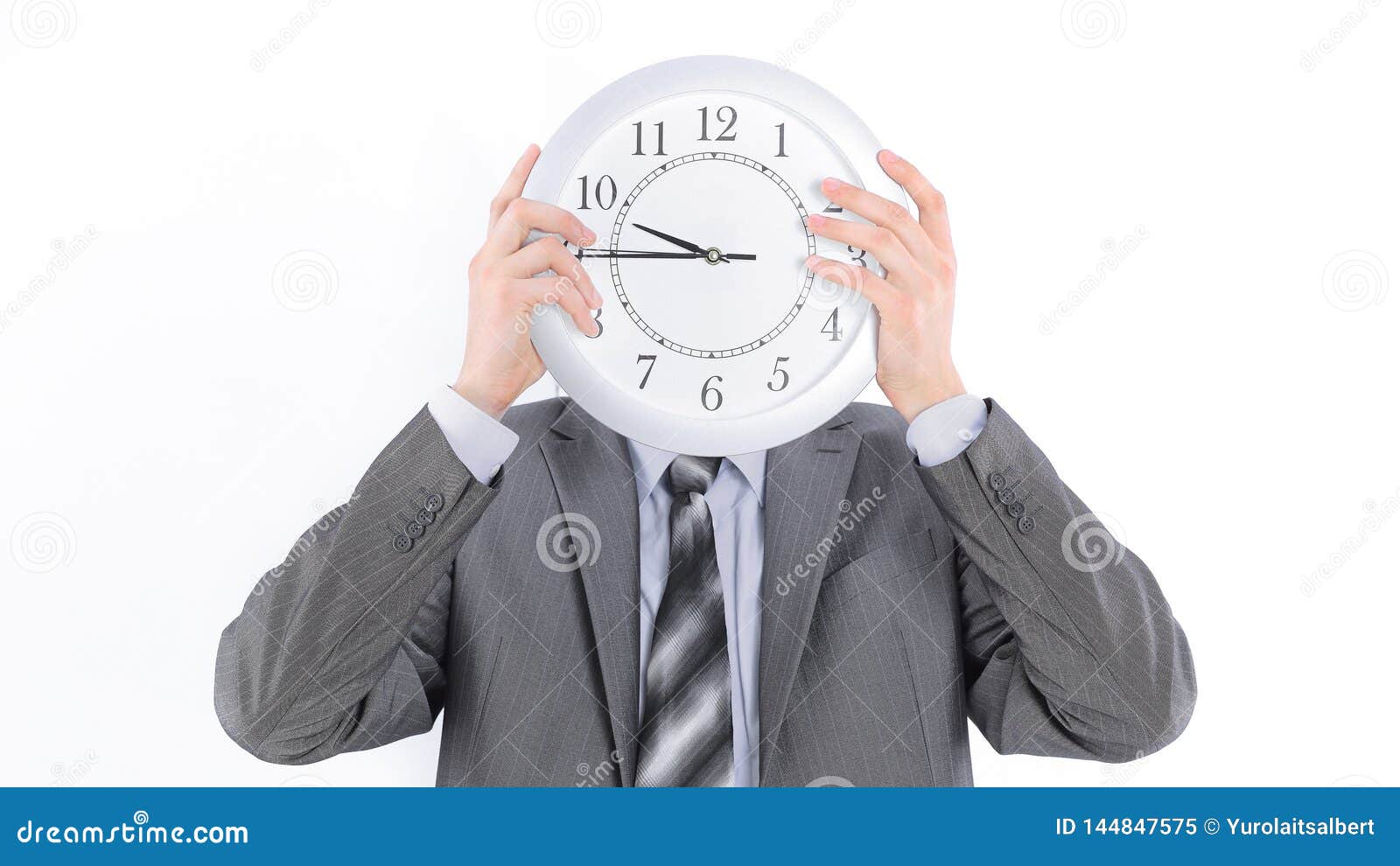 Close-up.young Businessman Holding a Clock Stock Image - Image of human ...