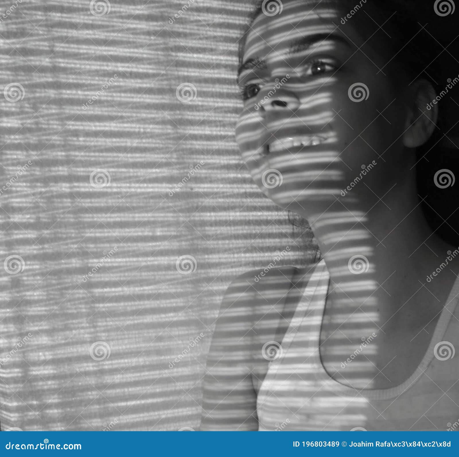 Close-up of a Young Girl`s Face Looking Out the Window Stock Image ...