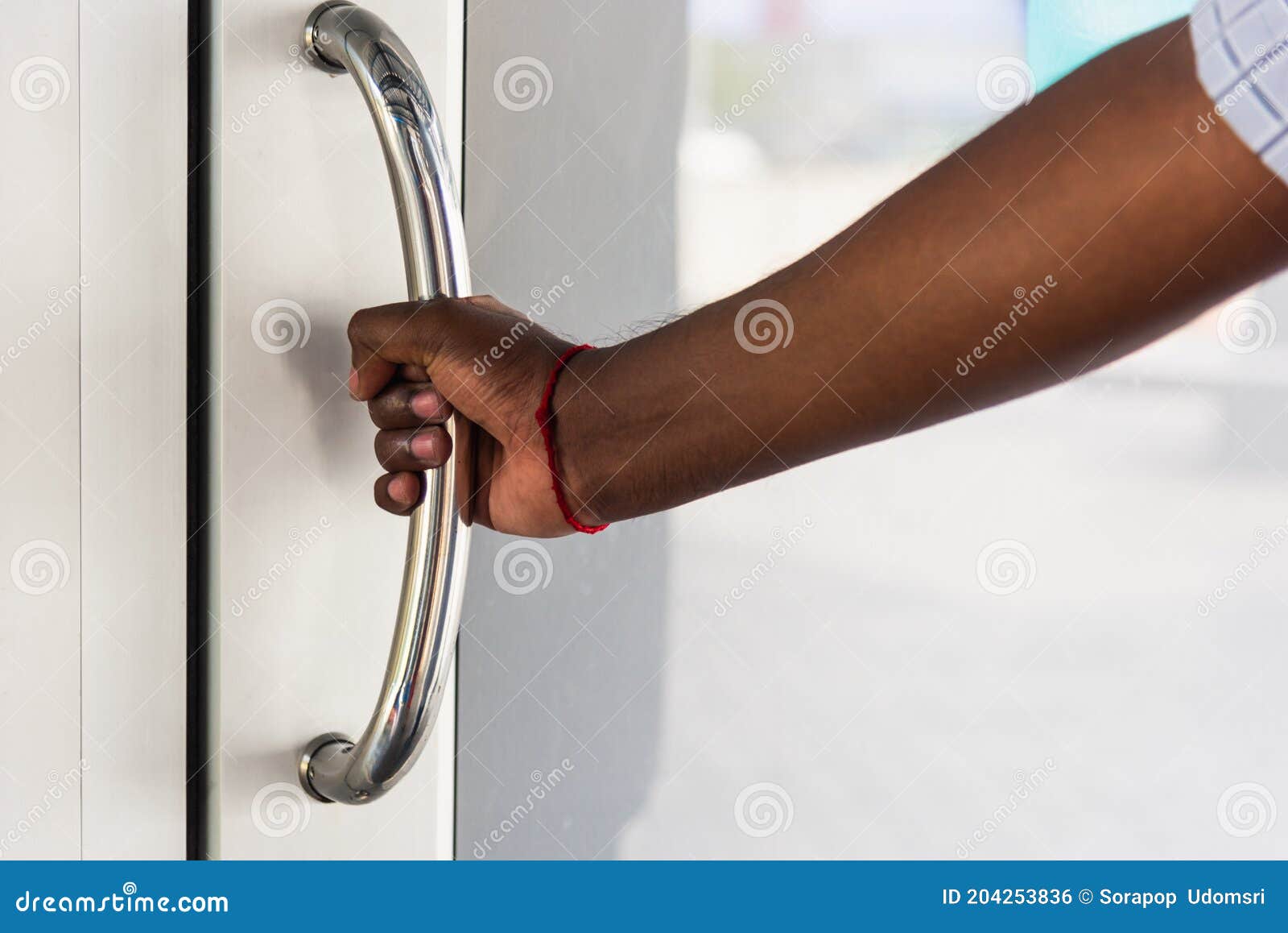 Man Holding and Pulling Open the Door Stock Photo - Image of enter ...