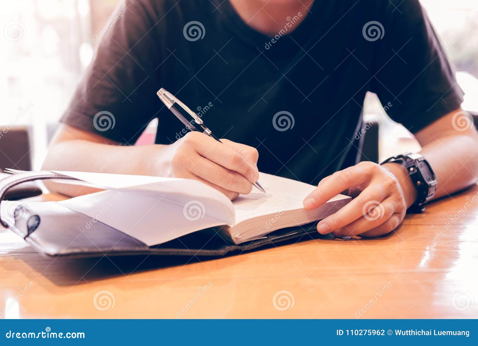 Close Up of Young Hand Writing Notes in Study Room. Stock Photo - Image ...