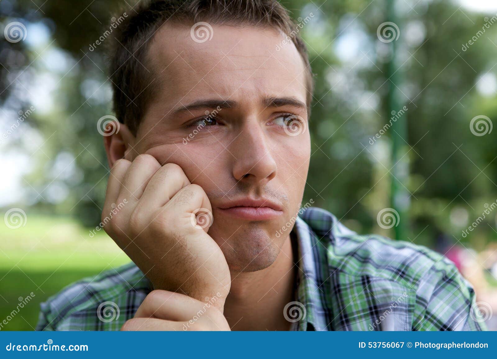 Close-up of Young Man Contemplating Stock Image - Image of young ...