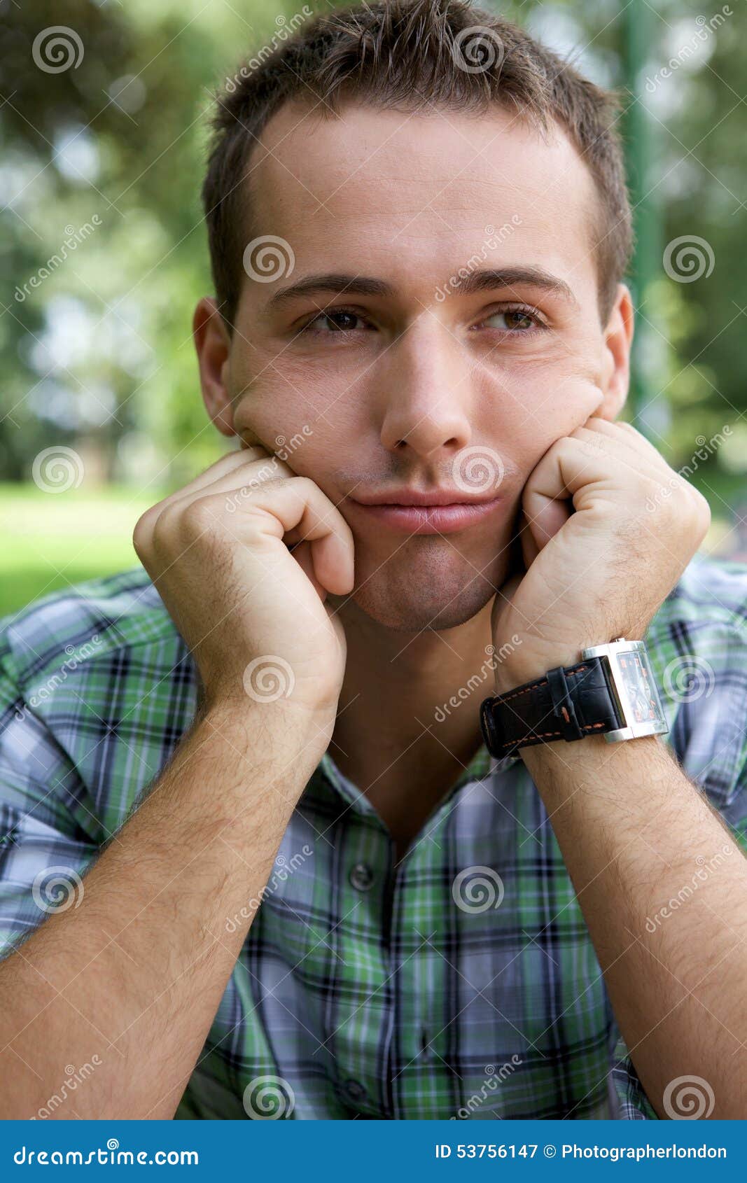 Close-up of Young Man Contemplating Stock Image - Image of person ...