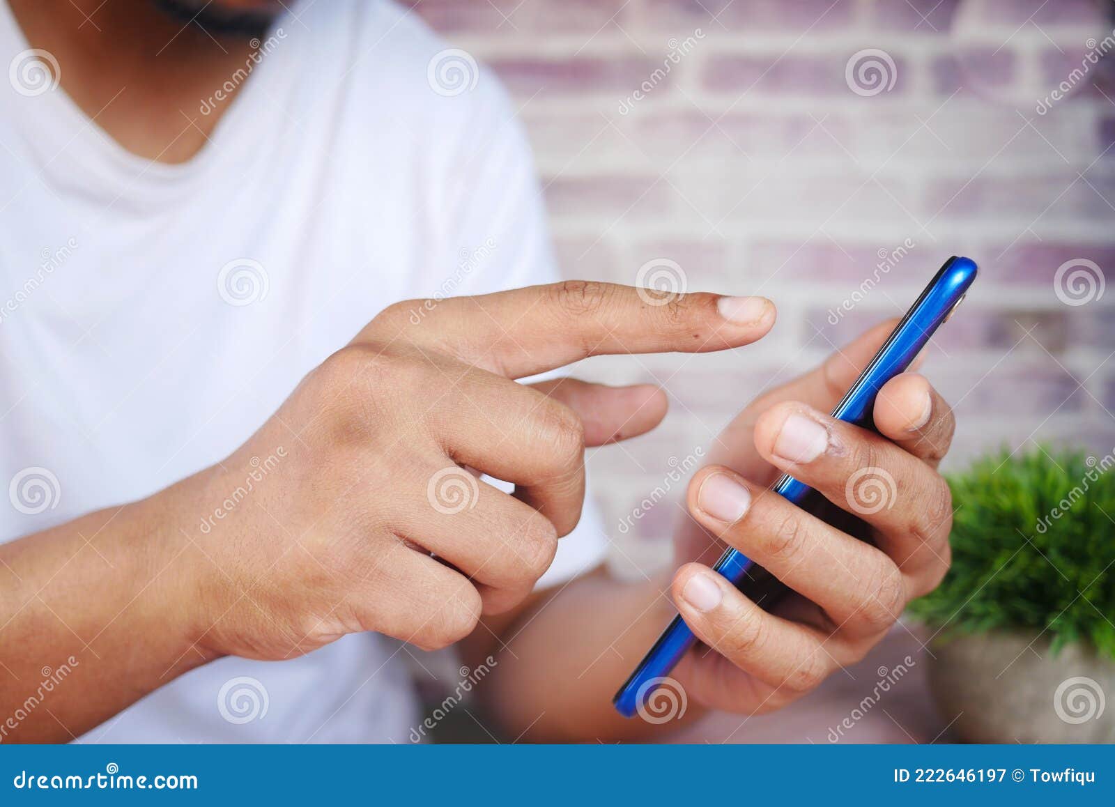 Close Up of Young Man Hand Using Smart Phone. Stock Image - Image of ...