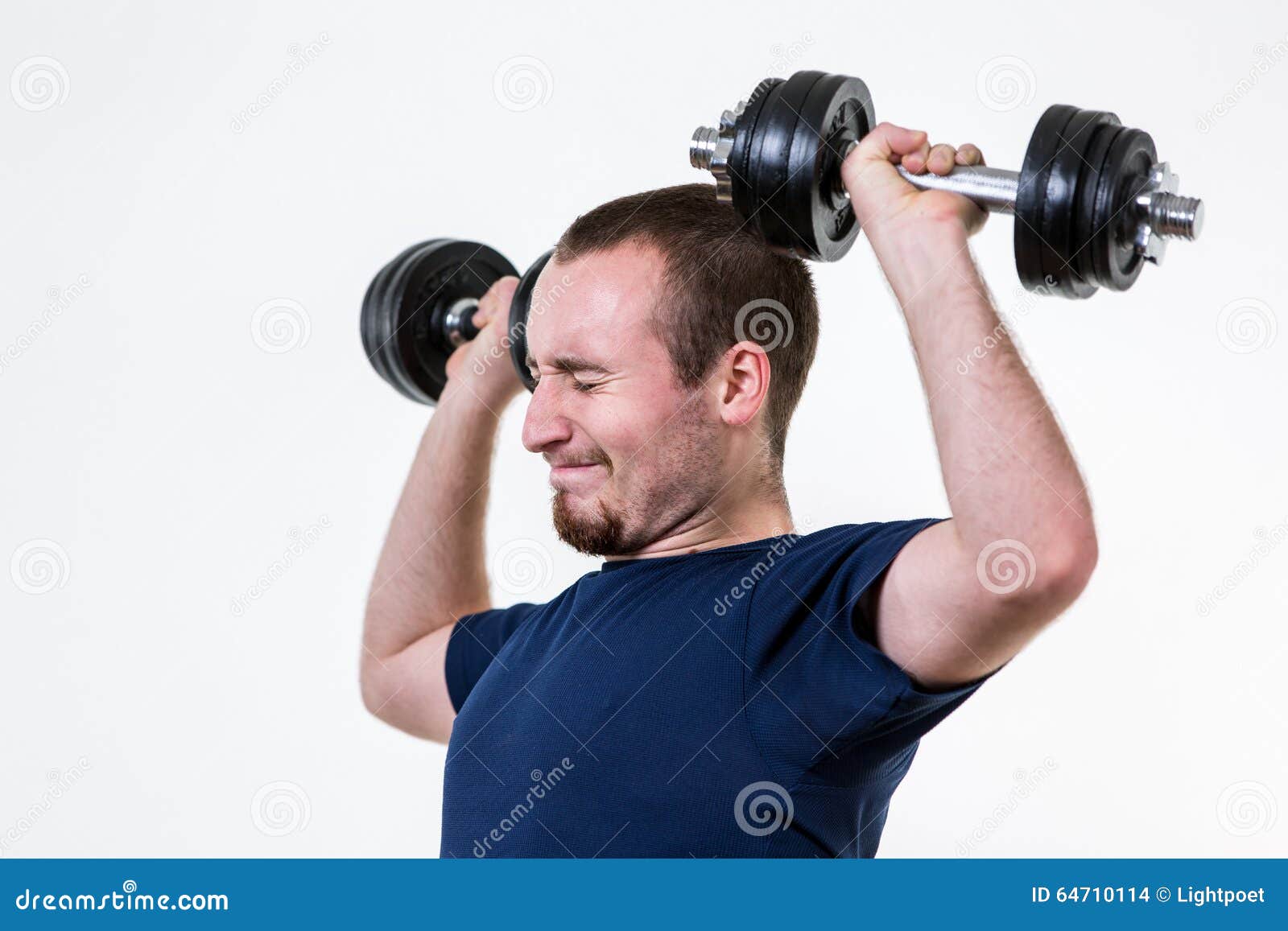Close Up of Young Man Lifting Weights Stock Photo - Image of equipment ...