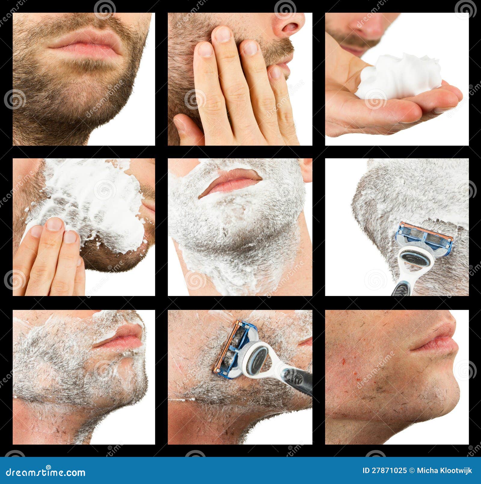 Close-up of a Young Man Shaving, Compilation Stock Image - Image of ...