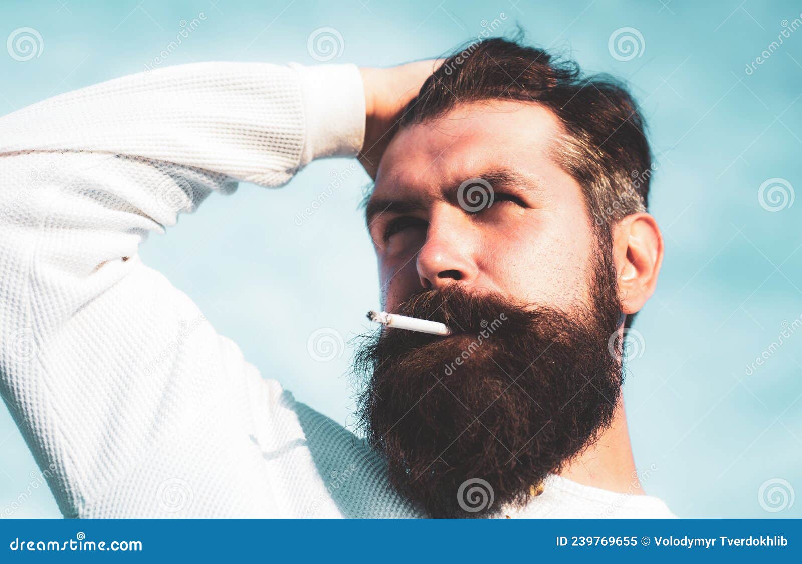 Close Up Young Man Smoking a Cigarette. Stock Image - Image of smoke ...