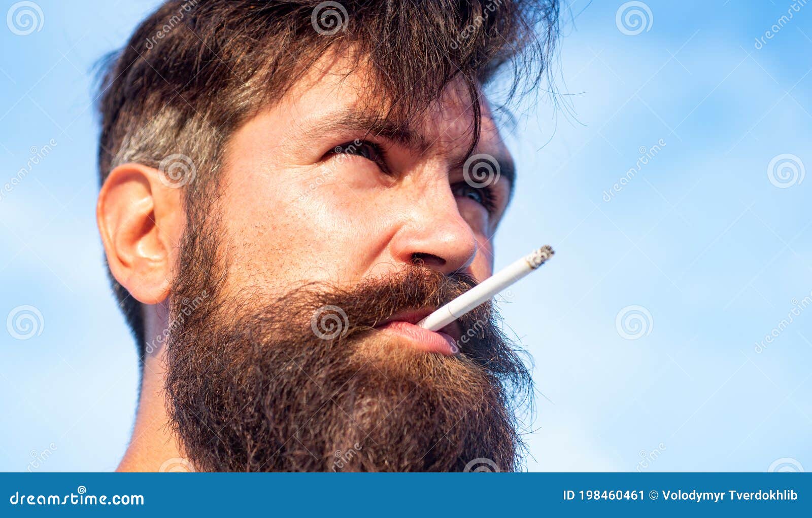 Close Up Young Man Smoking a Cigarette. Guy Smok. Stock Image - Image ...