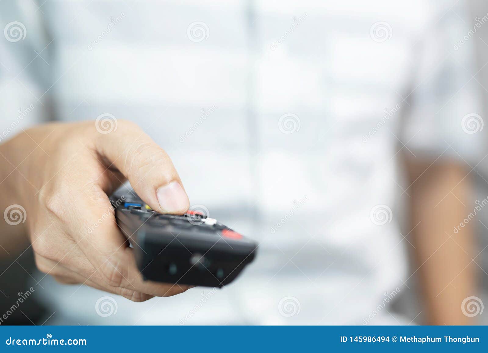 Close Up Young Man Using Television Remote Control Stock Photo - Image ...