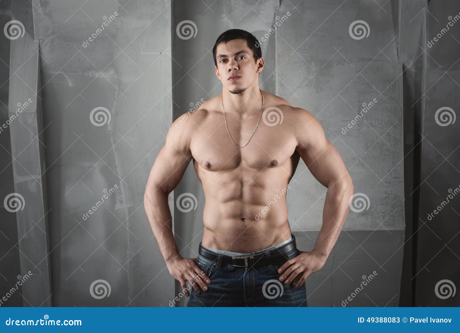 Close-up Of Muscular Man Flexing Muscles Stock Photography ...