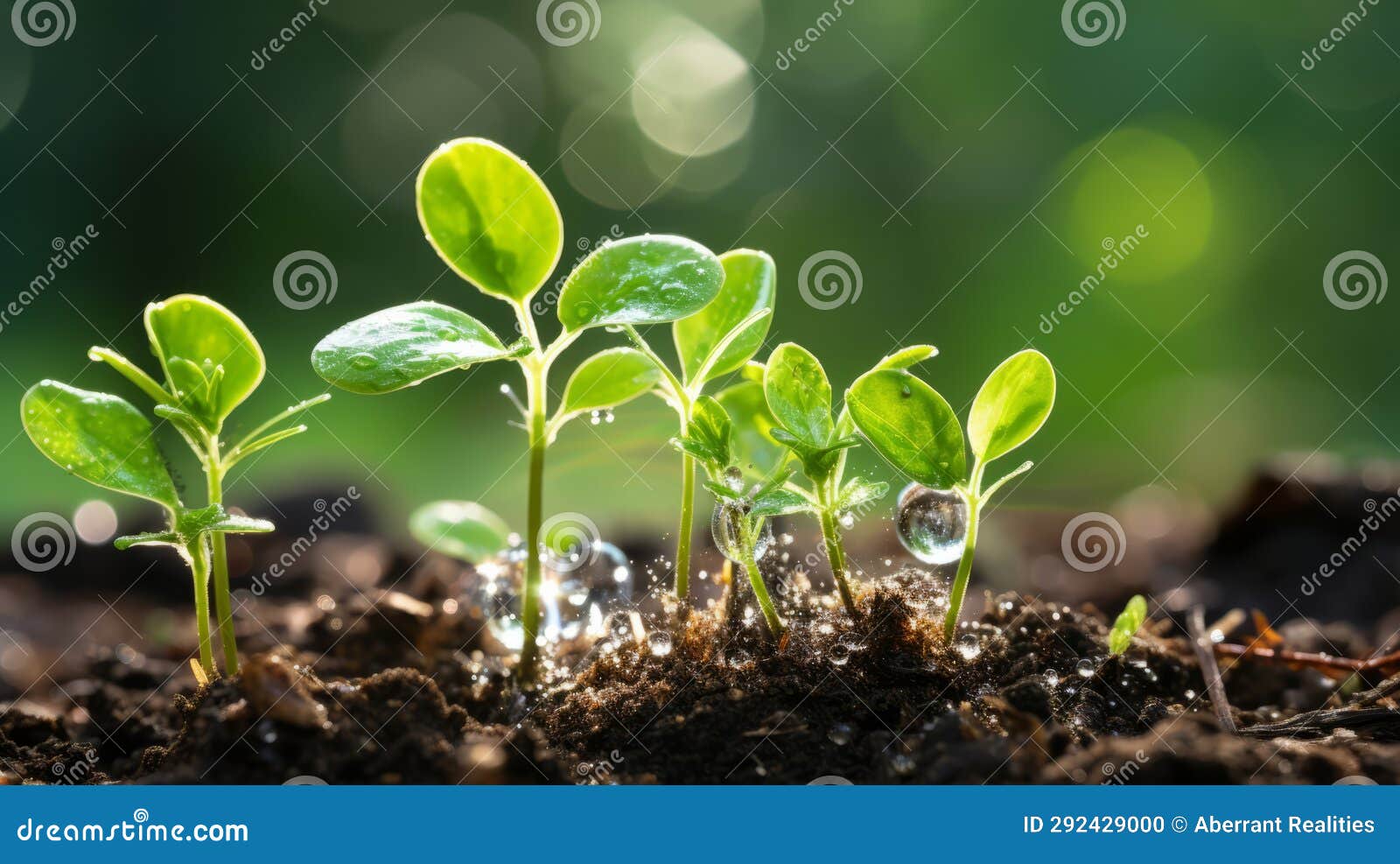 A Close Up of Young Plants Sprouting from the Soil Stock Illustration ...