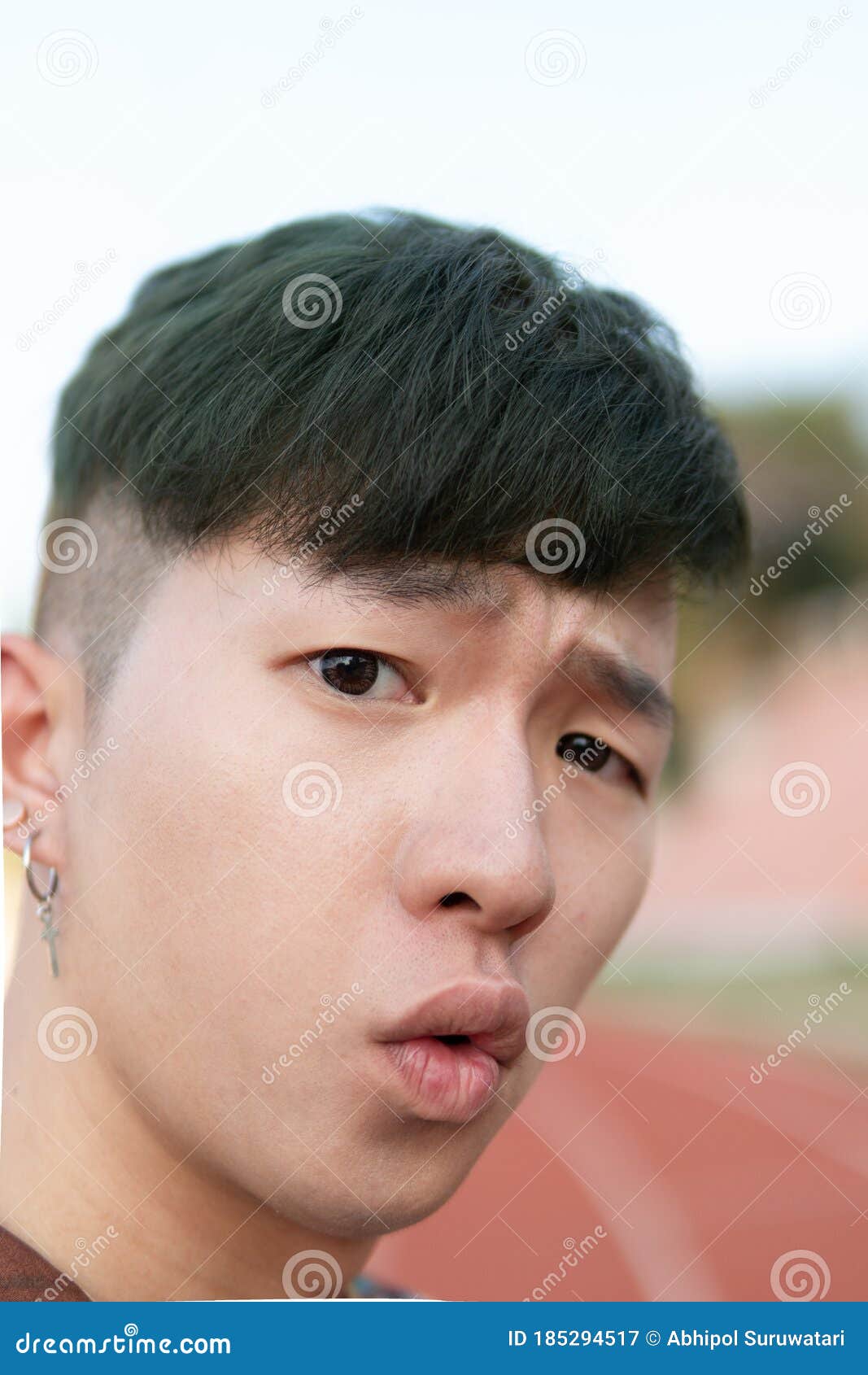 Close Up Young Playful Asian Man Face.... Stock Image - Image of people ...