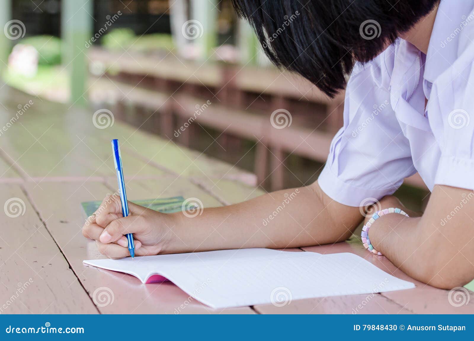 Close Up of Young Student Hands Writing on Notebook Stock Photo - Image ...