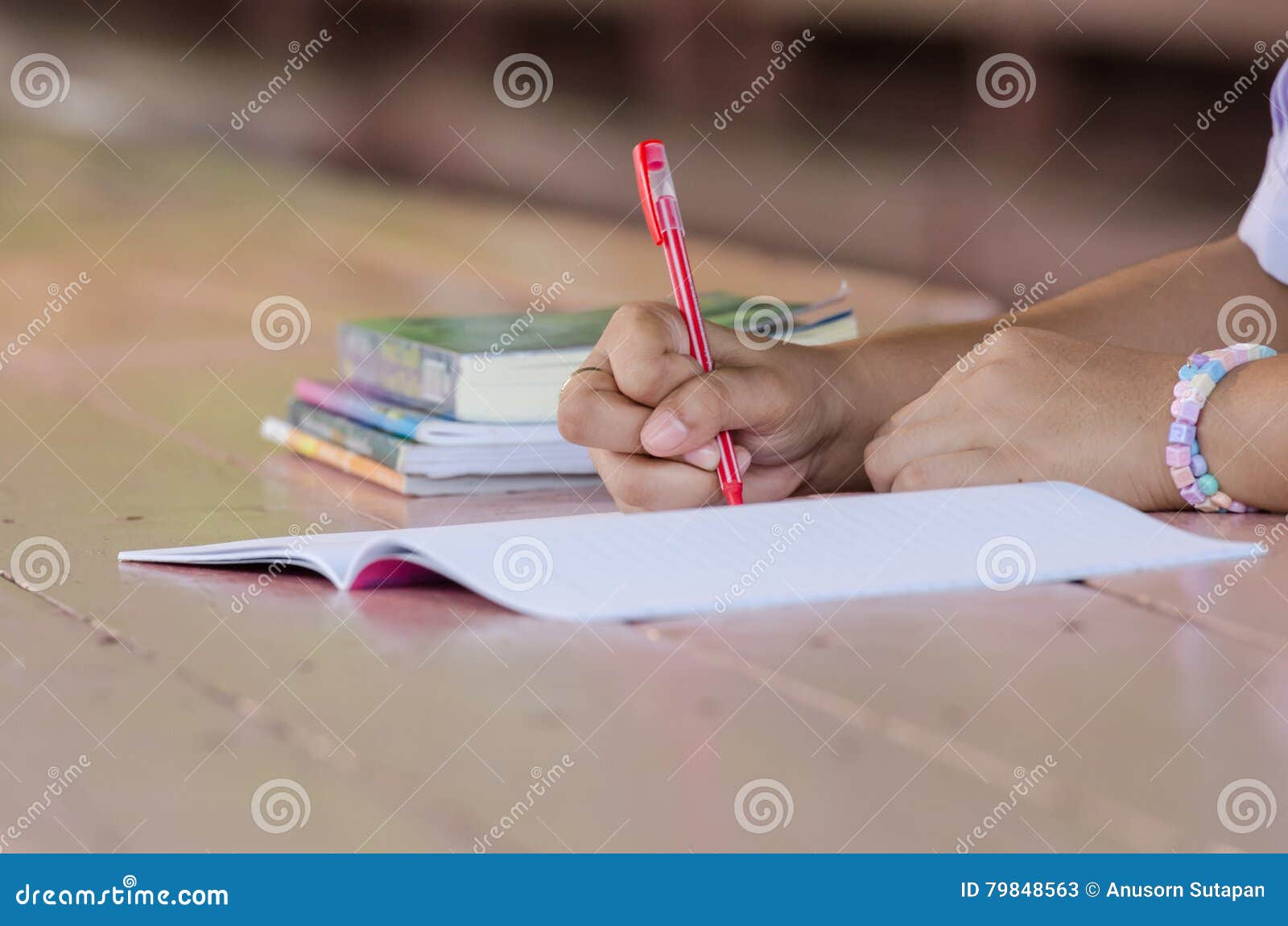 Close Up of Young Student Hands Writing on Notebook Stock Image - Image ...