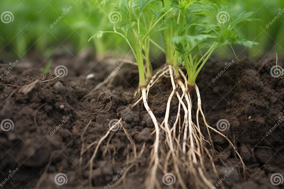 Close-up of Young Tree Roots in the Soil Stock Illustration ...